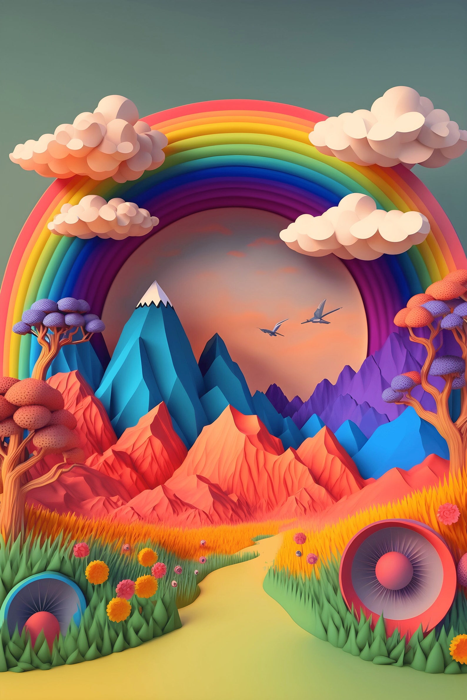 Trippyanimals™ Scenic Landscape Digital Download, Trippy Colorful ...
