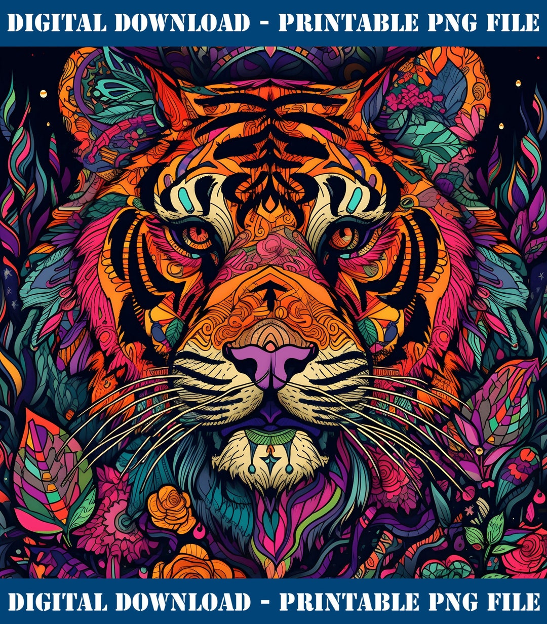 Trippyanimals™ Tiger Digital Download - AI Generated Psychedelic Art ...