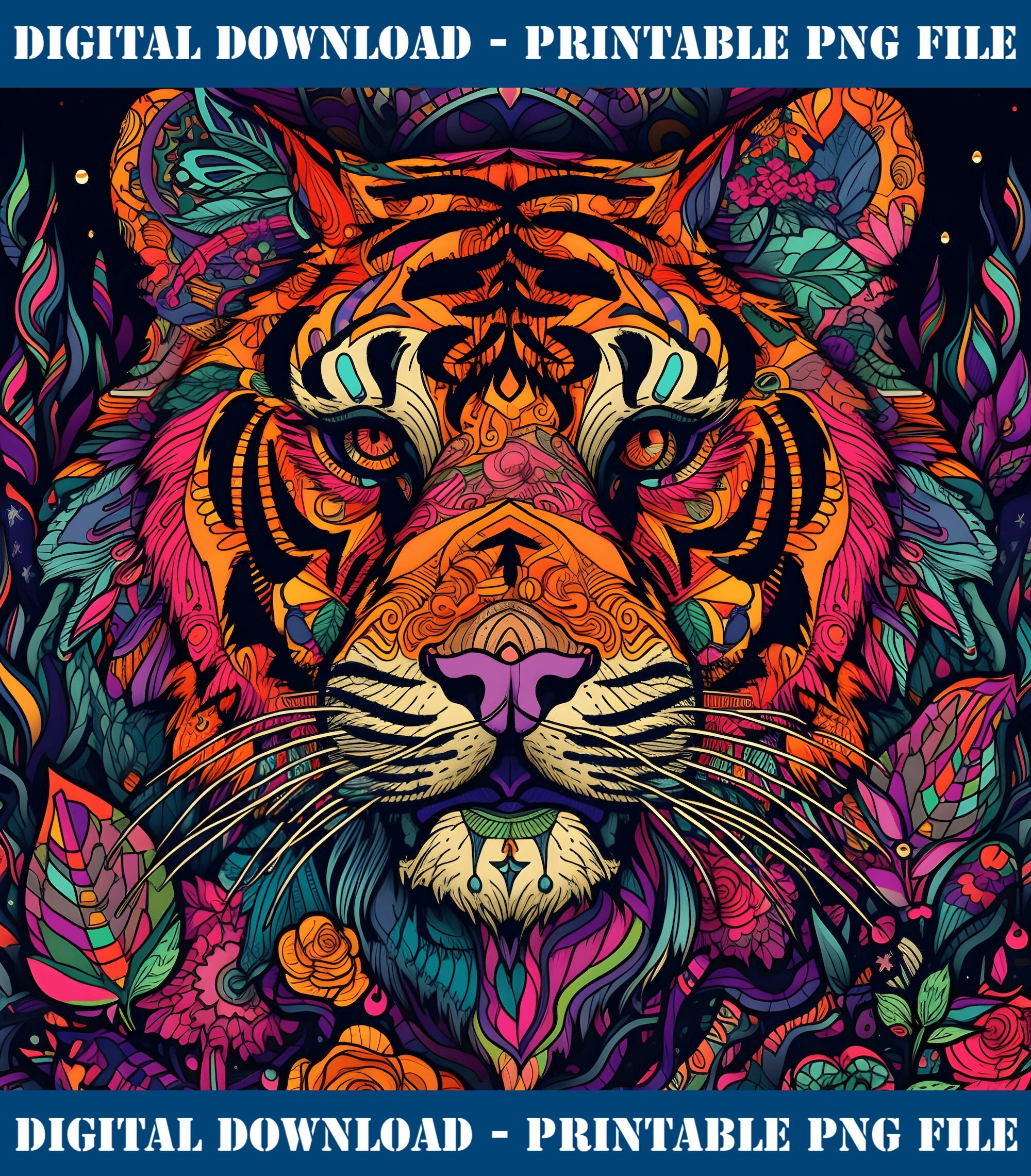 Trippyanimals™ Tiger Digital Download - AI Generated Psychedelic Art ...