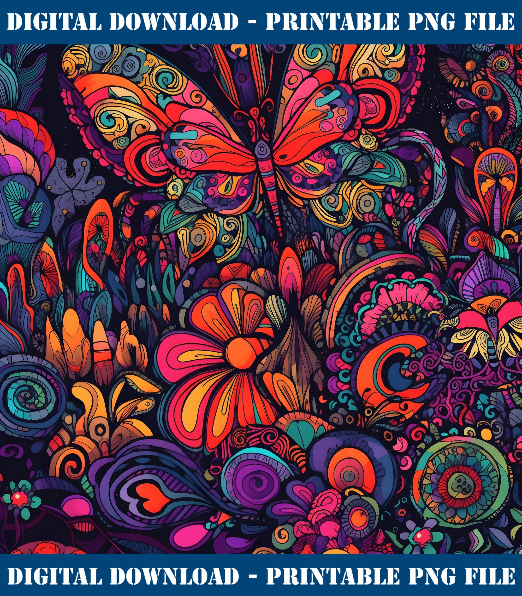 Trippyanimals™ Butterfly Digital Download - AI Generated Psychedelic ...