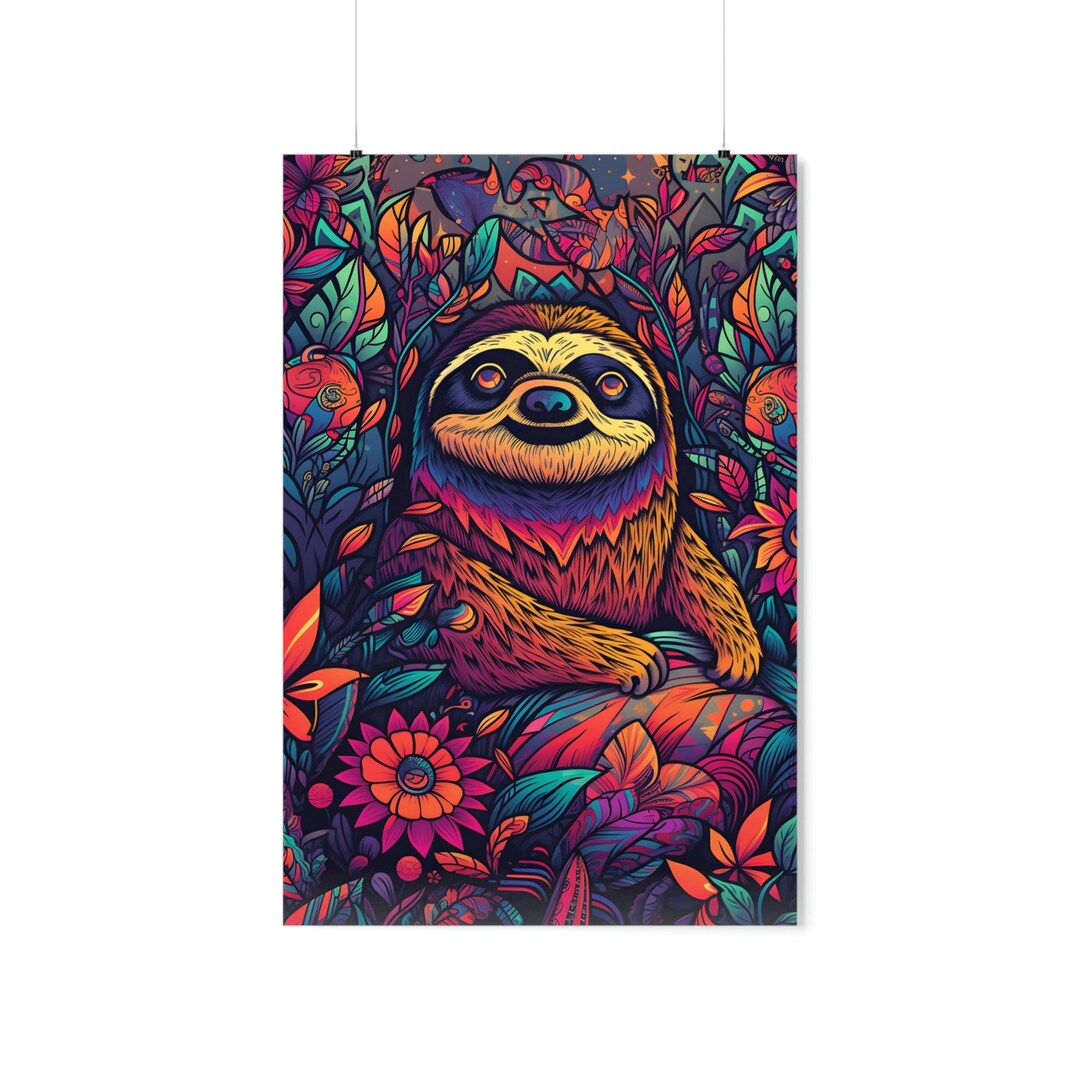 Trippyanimals™ Sloth Poster AI Generated Psychedelic Art Trippy ...