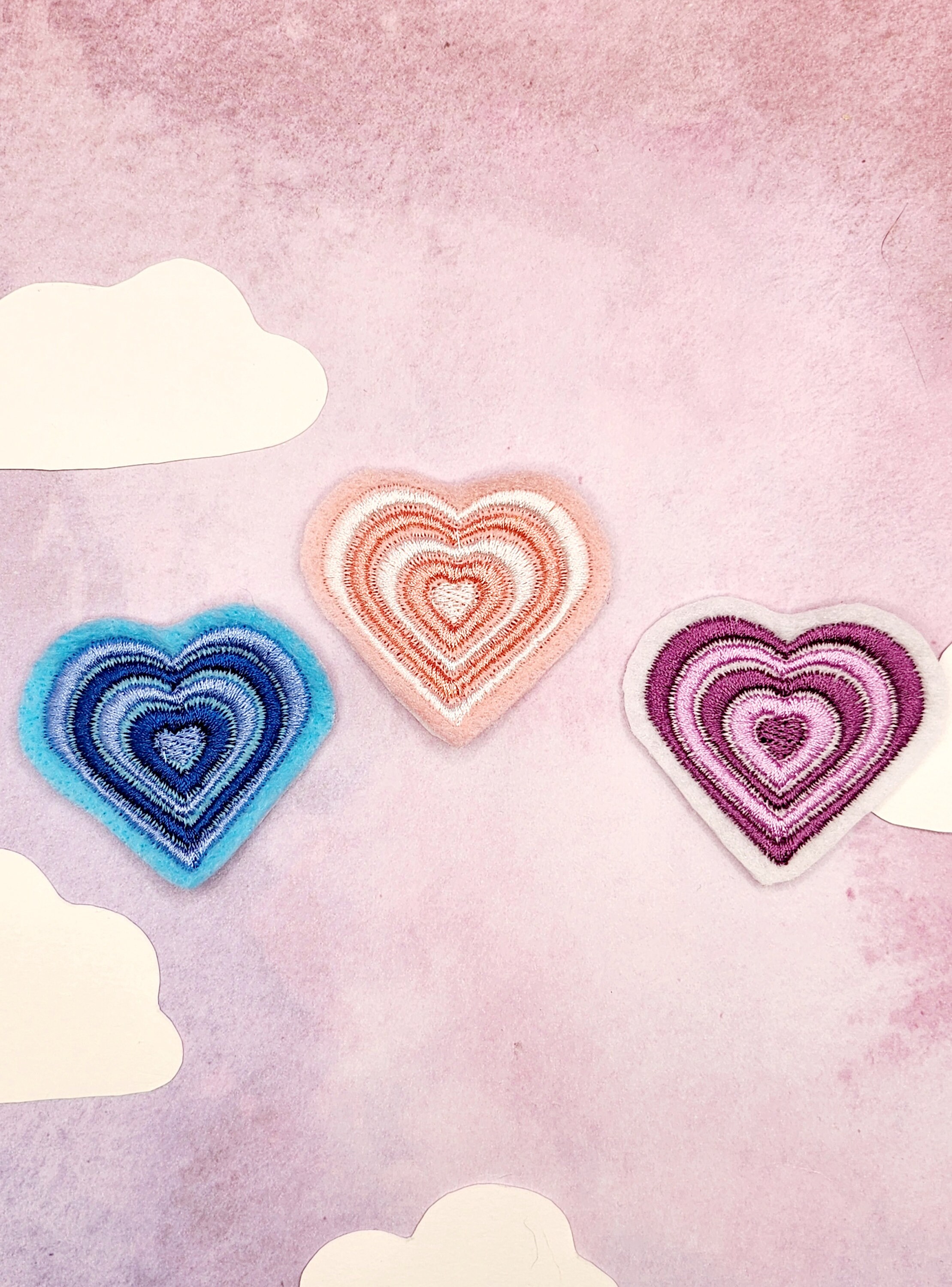 Y2K Style Layered Color Heart Iron-on Embroidery Patch Choose From Pink ...
