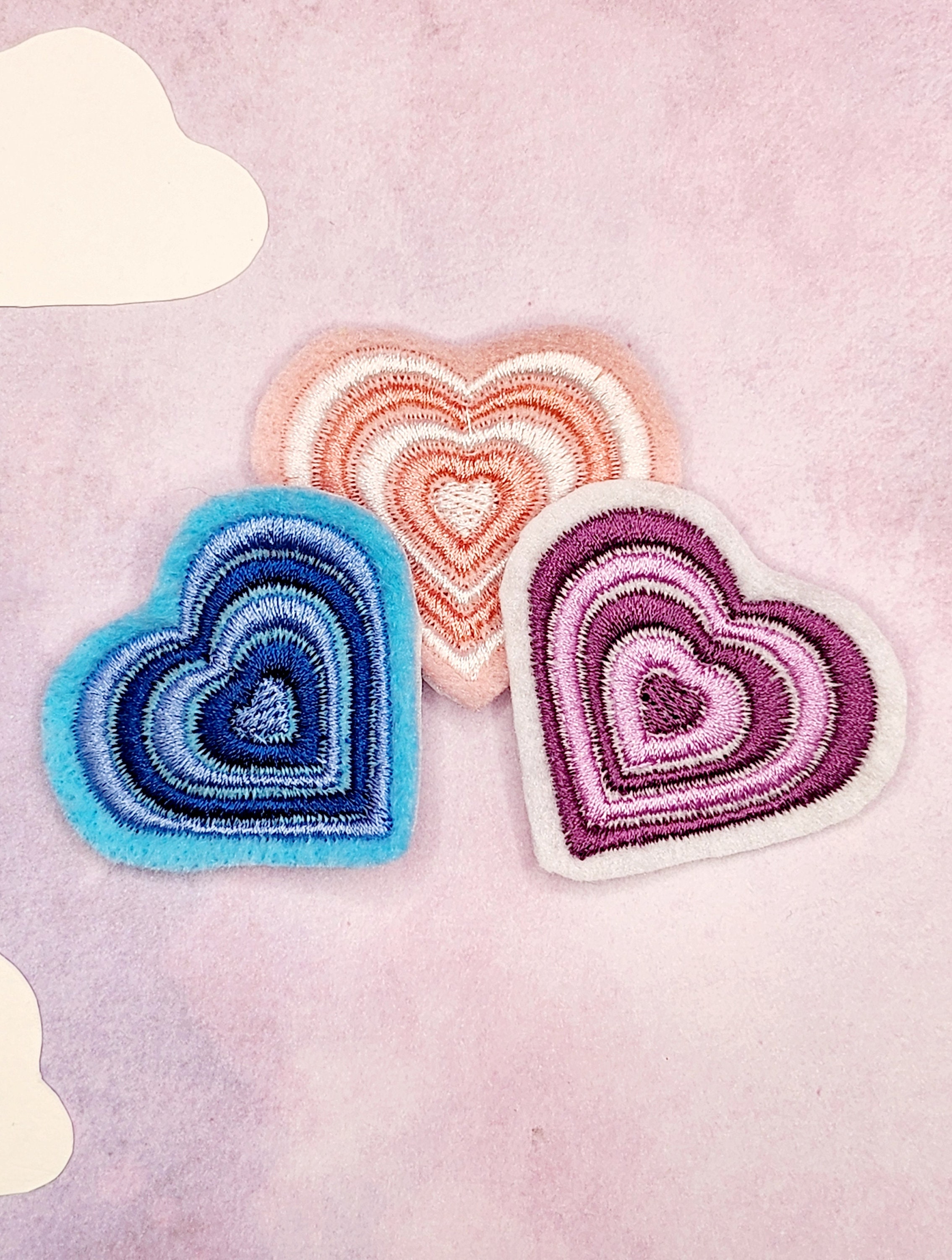 Y2K Style Layered Color Heart Iron-on Embroidery Patch - Choose From ...