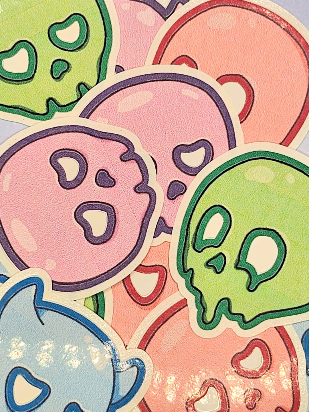 12 Mini Skulls Sticker Pack Colorful Gothic Pastel Glossy - Etsy