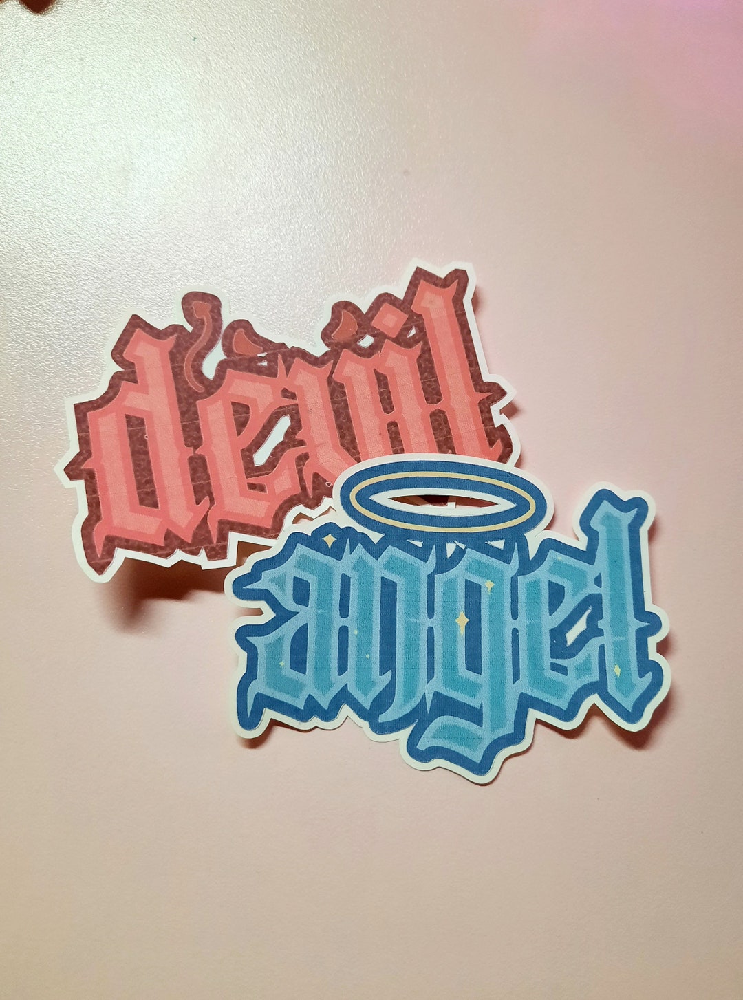 Celestial Duality Angel & Devil Sticker Set - Kawaii Pastel Blue and Devilish Red - Notebook and ...