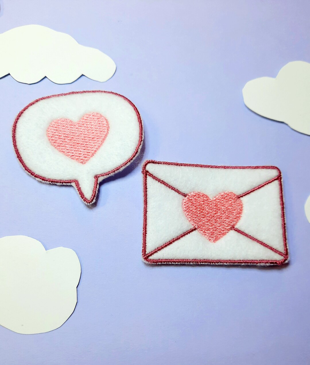 Expressive Heart Emote & Love Letter Iron-on Patch Set - Wear Your ...