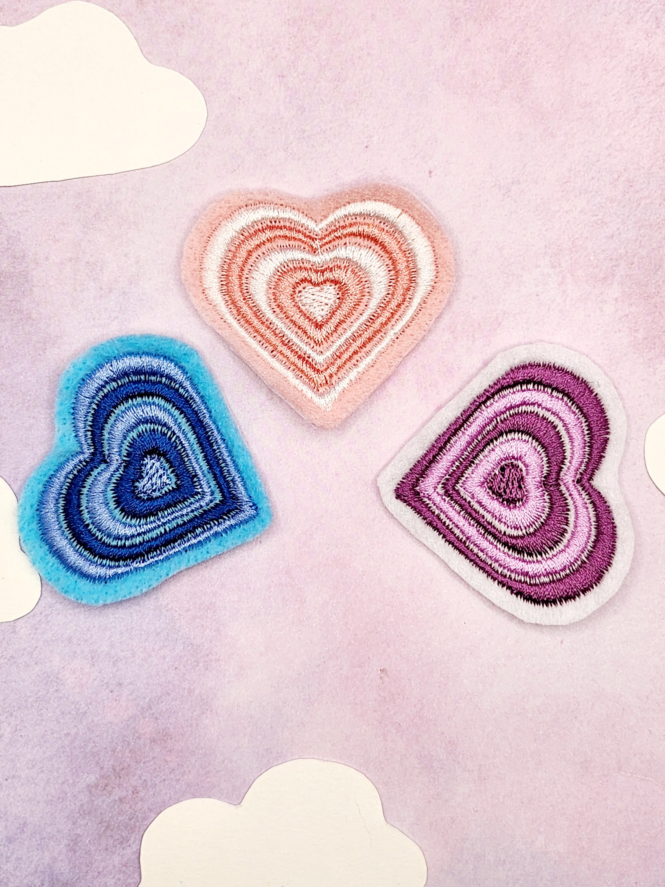 Y2K Style Layered Color Heart Iron-on Embroidery Patch Choose From Pink ...