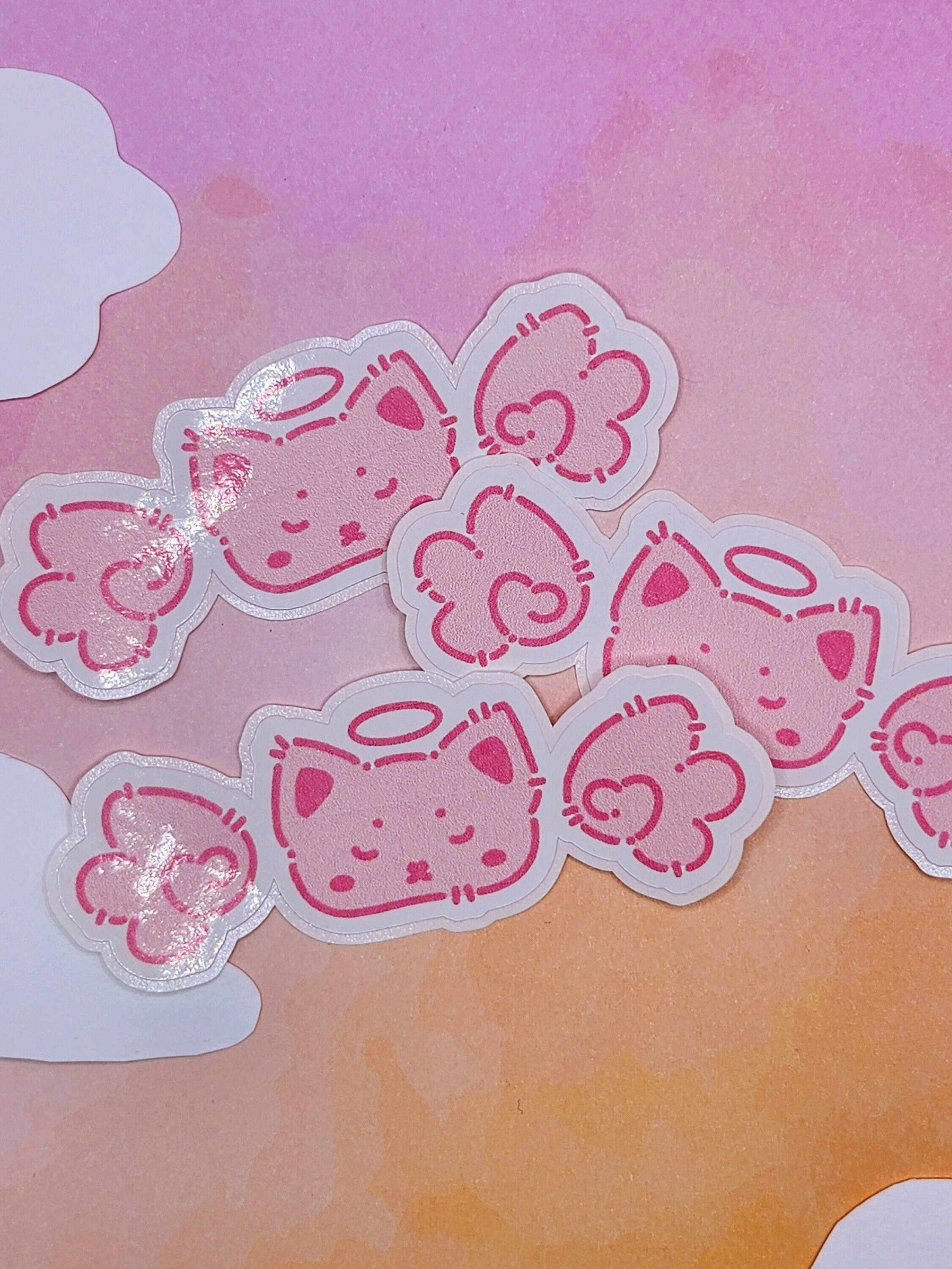 Angel Cat and Devil Bunny Sticker Set Pastel Kawaii Adhesive Sticker ...