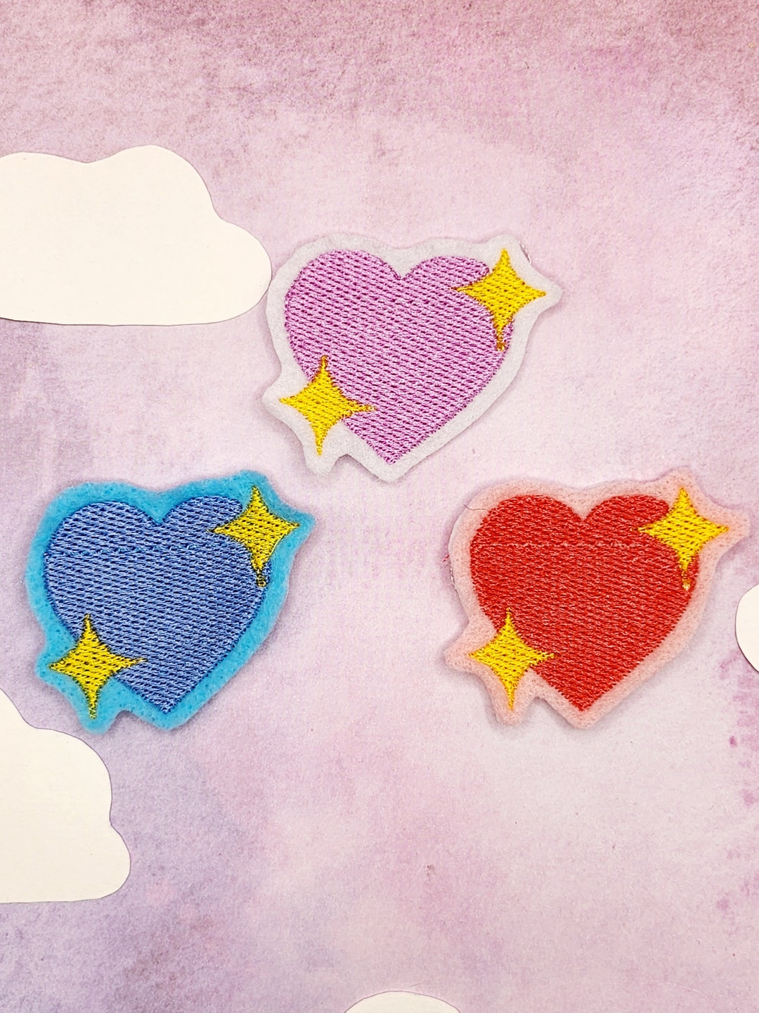 Sparkling Heart Iron-on Embroidery Patch - Choose From Pastel Pink ...