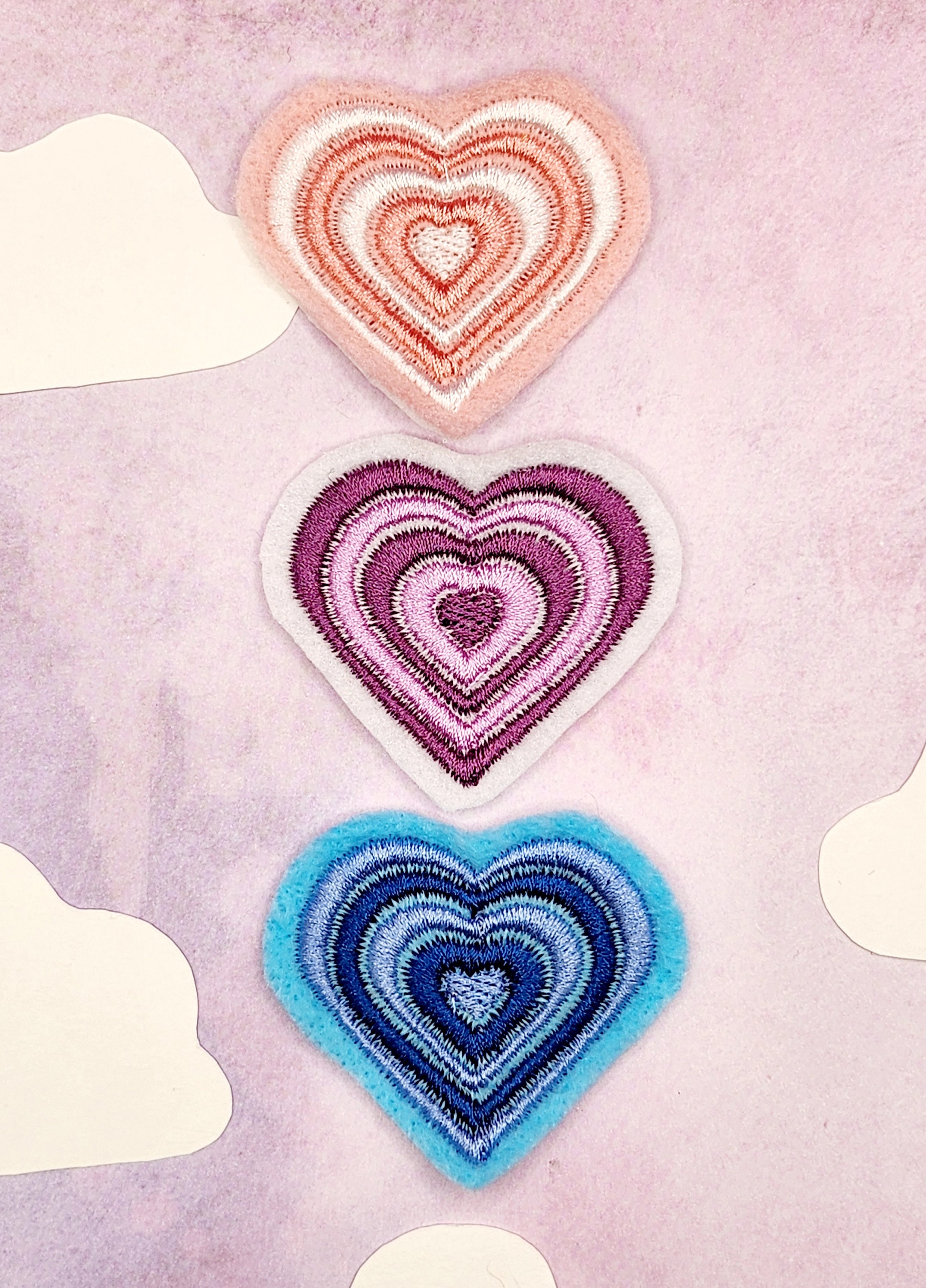 Y2K Style Layered Color Heart Iron-on Embroidery Patch - Choose From ...