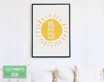 Let Your Light Shine Printable | Christian Nursery Decor | Printable ...