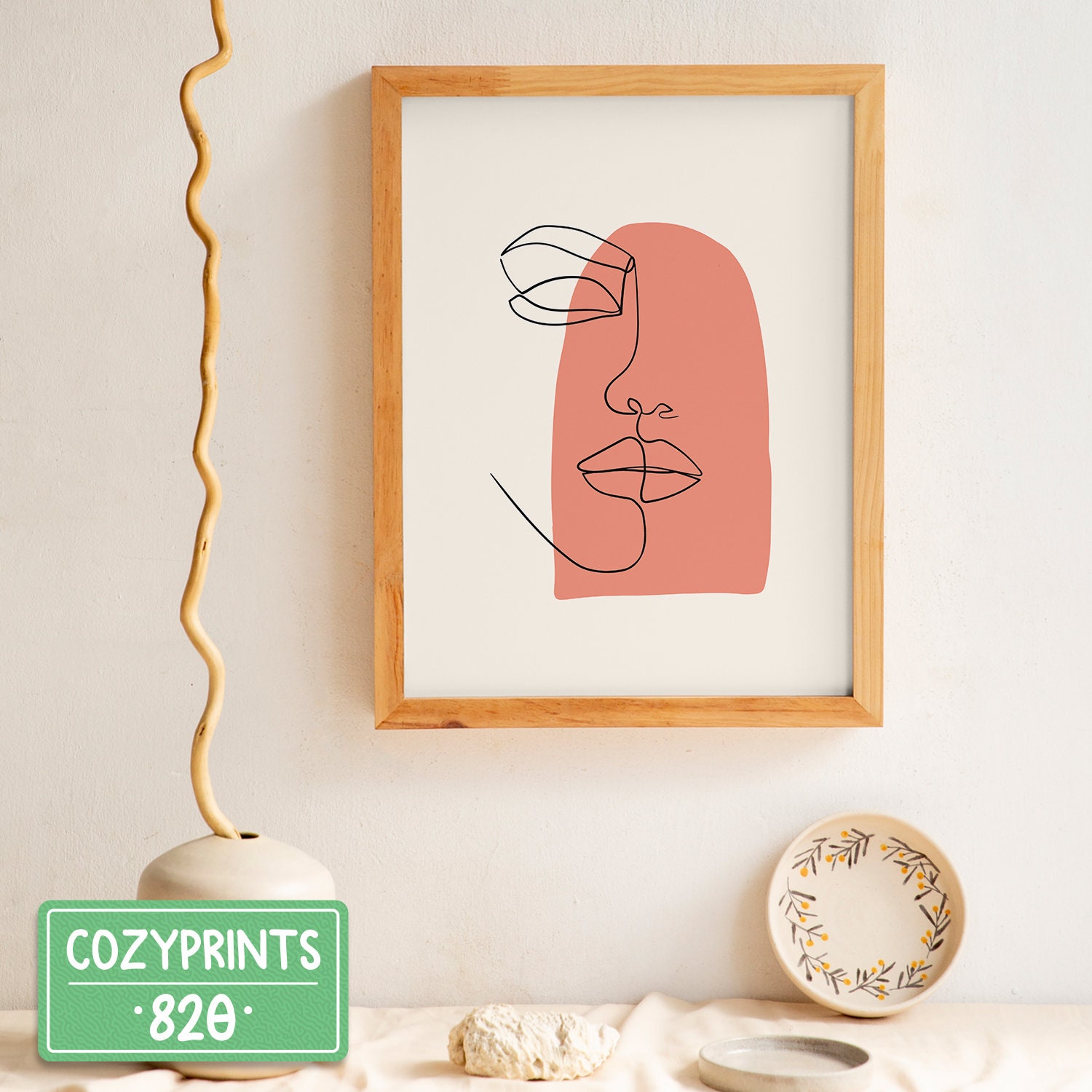Abstract Female Line Art Wall Prints | Pink and White Printable Modern ...