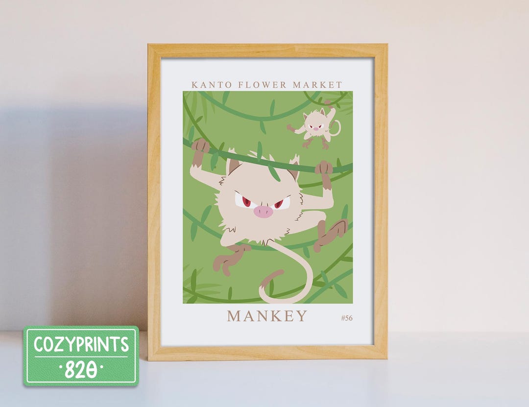 Mankey Wall Art | Gaming Poster Gaming Decor | Gamer Room | Fighting ...