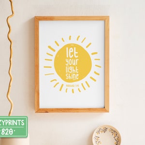 Let Your Light Shine Printable | Christian Nursery Decor | Printable ...