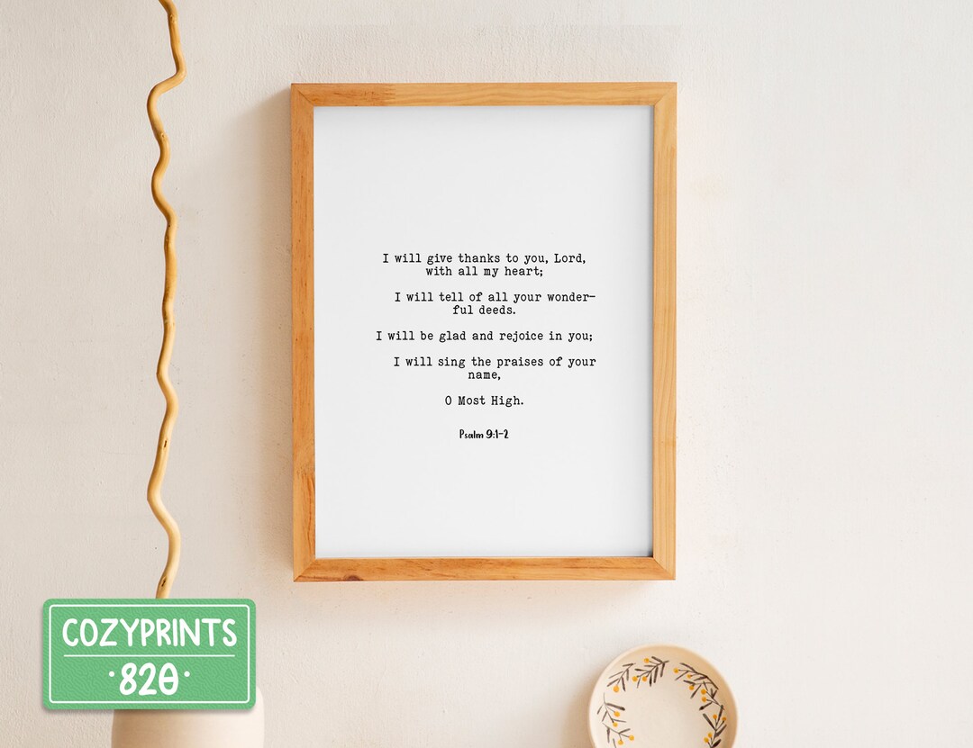 Psalm 9 Printable Bible Verse Wall Art | Bible Scripture Poster ...