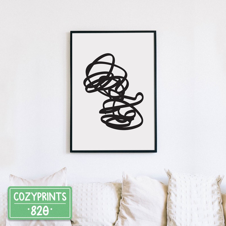 Black Abstract Scribble Wall Art Prints | Printable Modern Minimalist ...