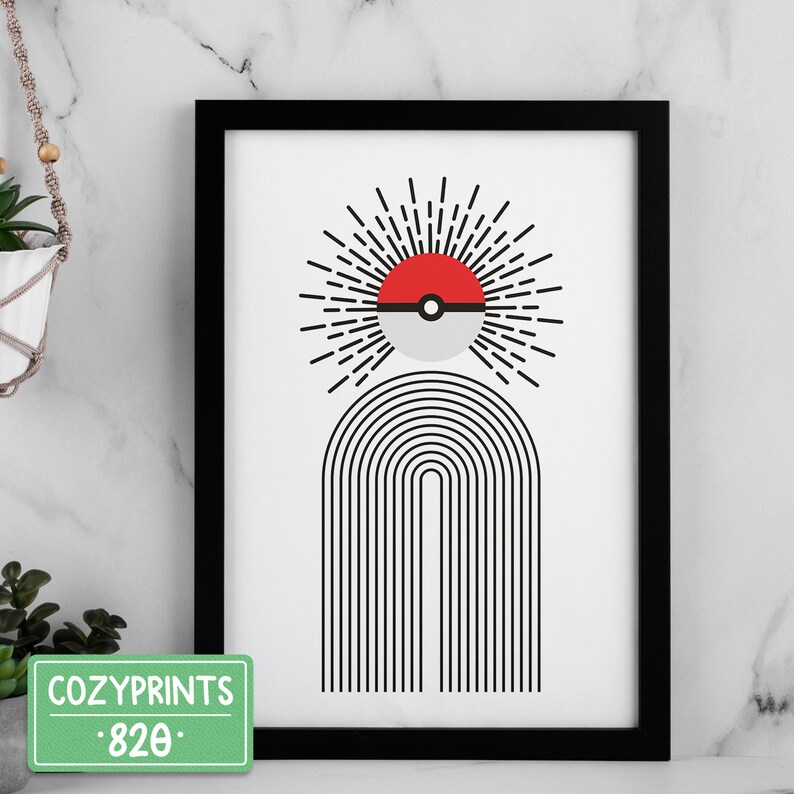 Pokeball Burst Wall Art Pokemon Printable Poke Ball Poster Minimalist ...