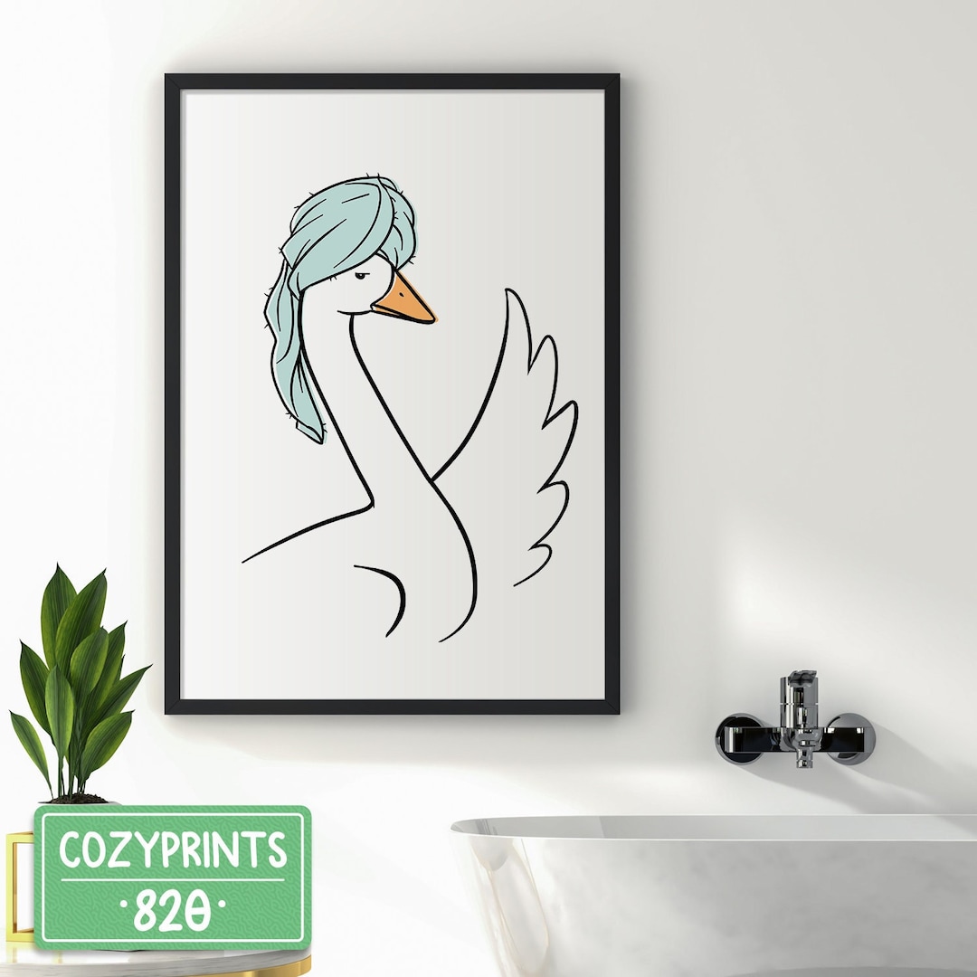 Goose Bathroom Wall Art | Printable Bathroom Decor Animal Art Poster ...