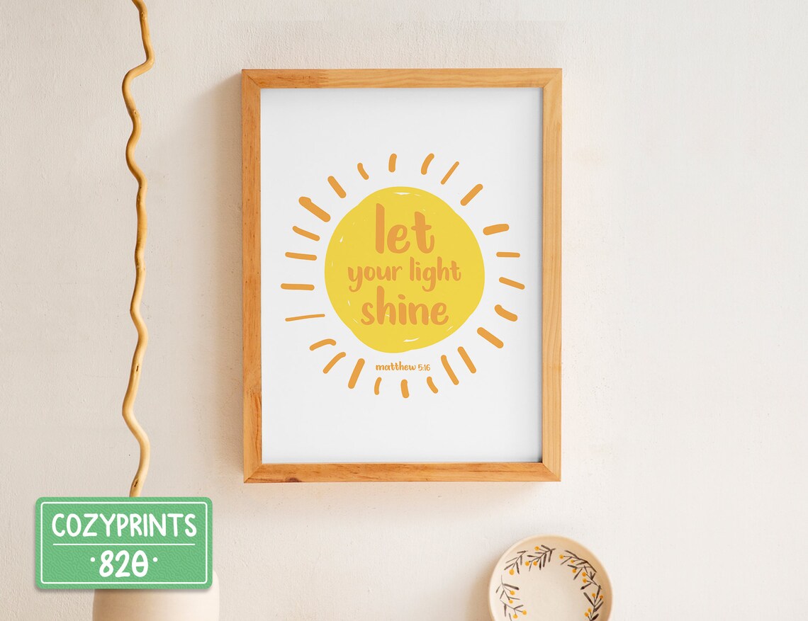 Let Your Light Shine Printable | Christian Nursery Decor | Printable ...