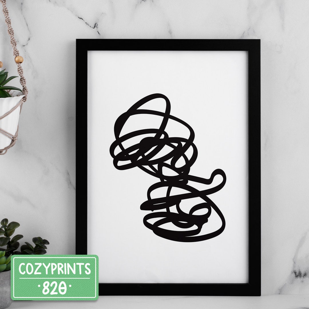 Black Abstract Scribble Wall Art Prints | Printable Modern Minimalist ...