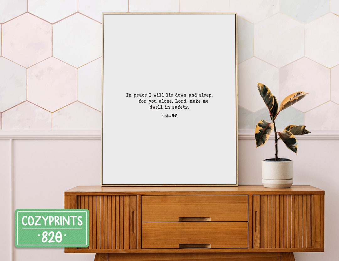 Psalm 4 8 Printable Bible Verse Wall Art | Bible Scripture Poster ...