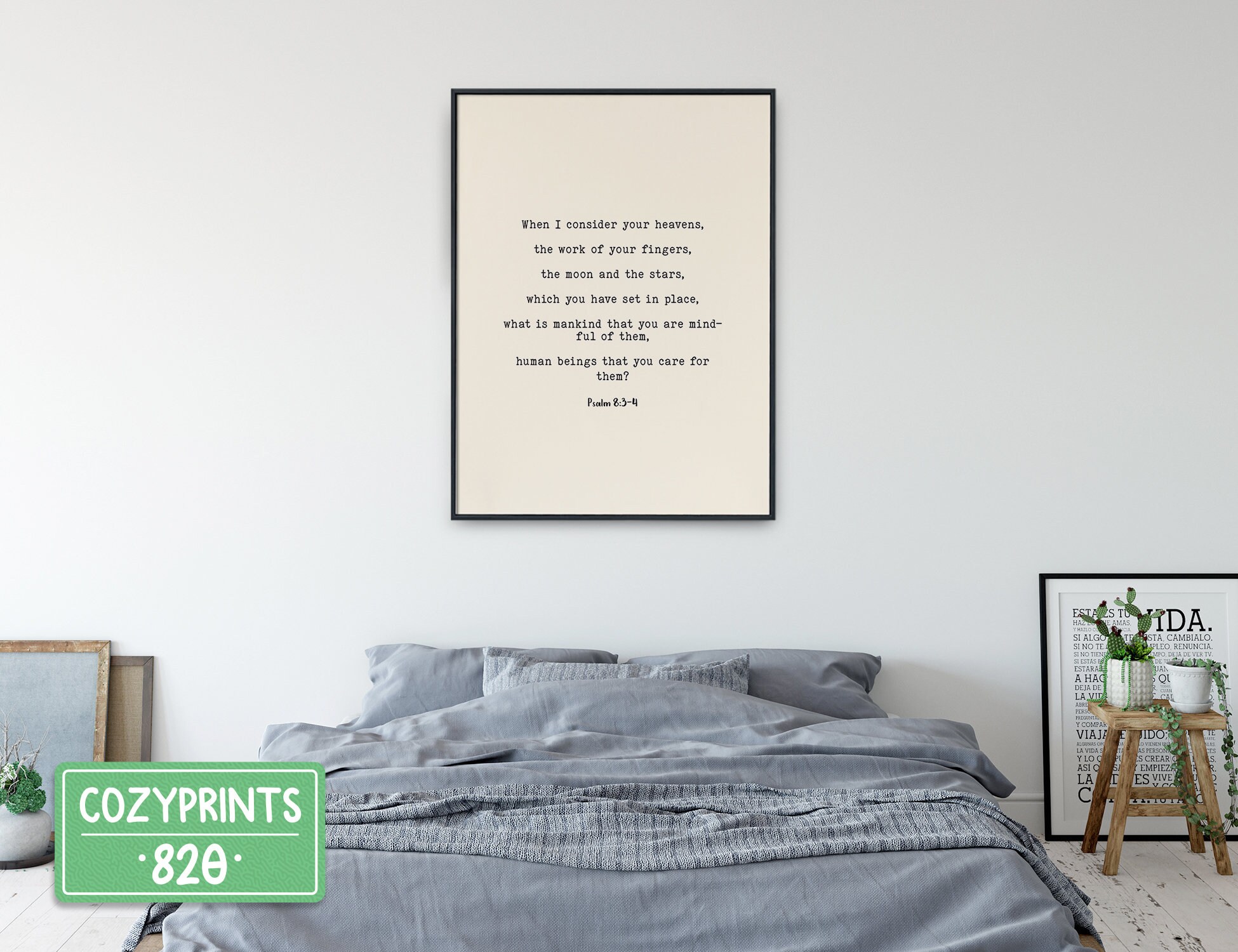 Psalm 8 Printable Bible Verse Wall Art Bible Scripture Poster Christian ...