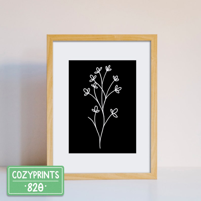 Flower Line Art Prints Printable Botanical Leaves Line Art - Etsy