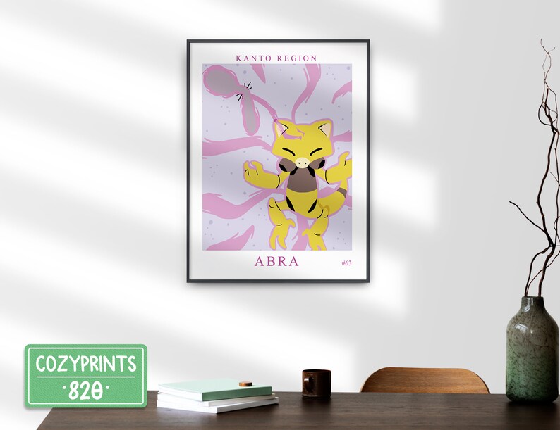 Abra Wall Art | Minimalist Gaming Poster Gaming Decor | Pokemon | Gamer ...