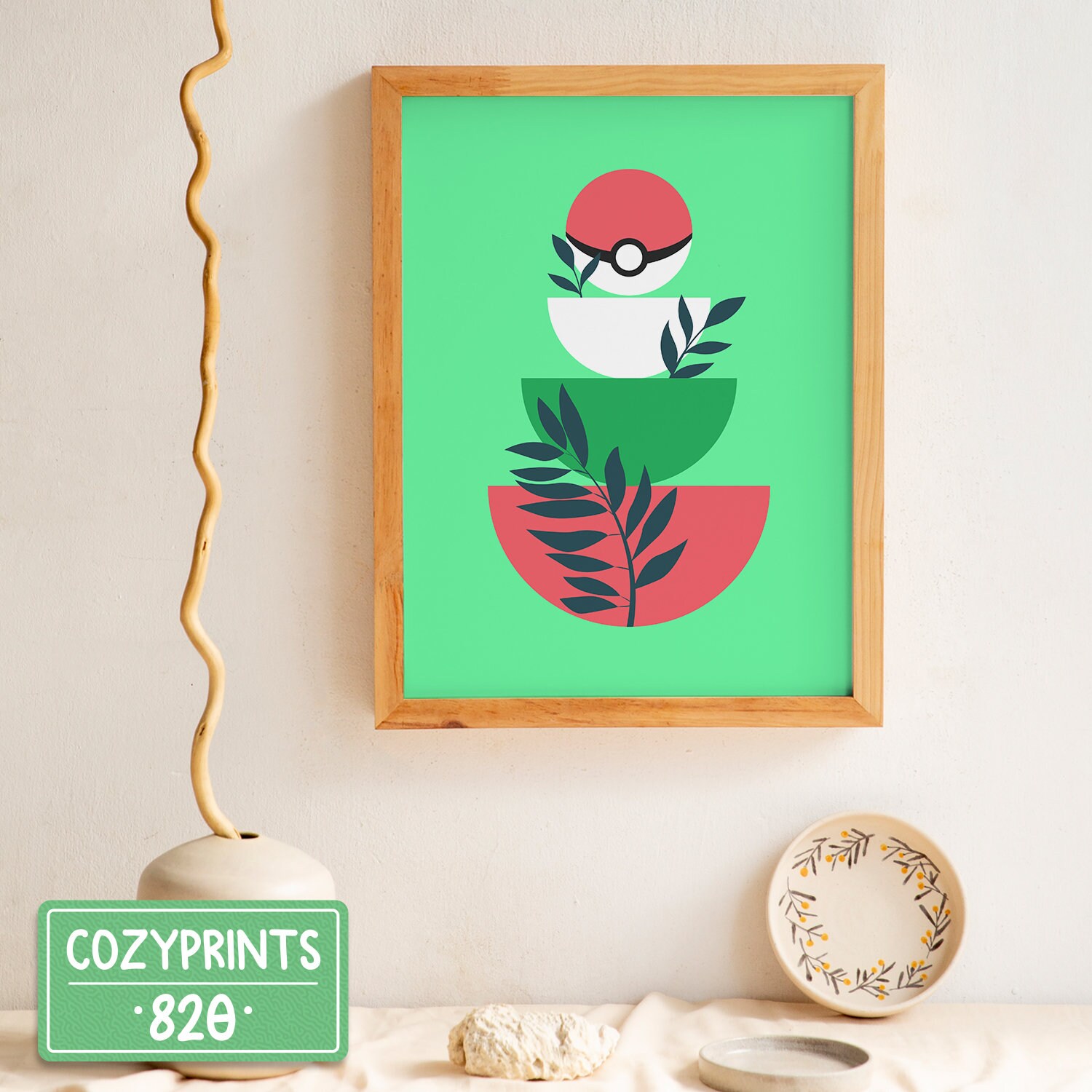 Pokeball Floral Wall Art Printable Poke Ball Poster Minimalist Gaming ...
