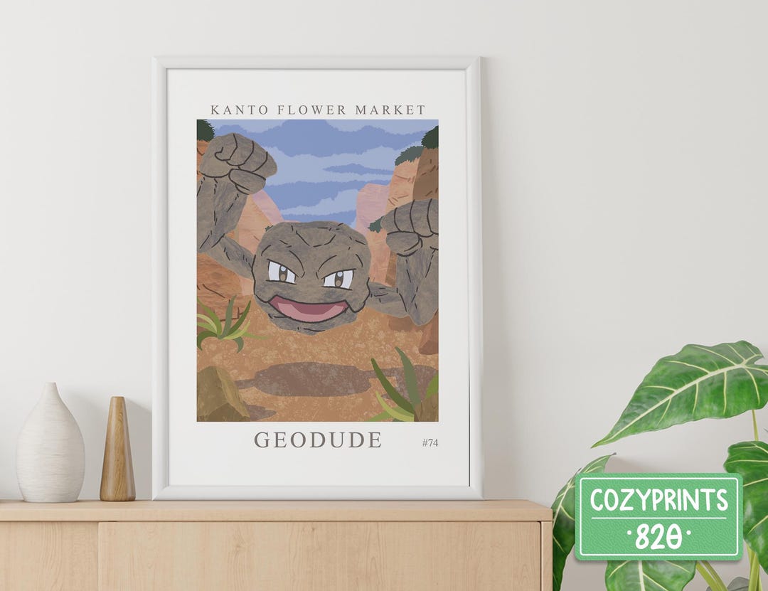 Geodude Print Wall Art | Gaming Poster | Video Game Decor | Ground Rock ...