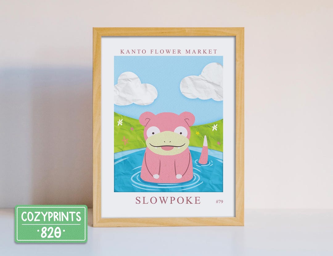 Slowpoke Wall Art | Gaming Poster Gaming Decor | Gamer Room | Water ...