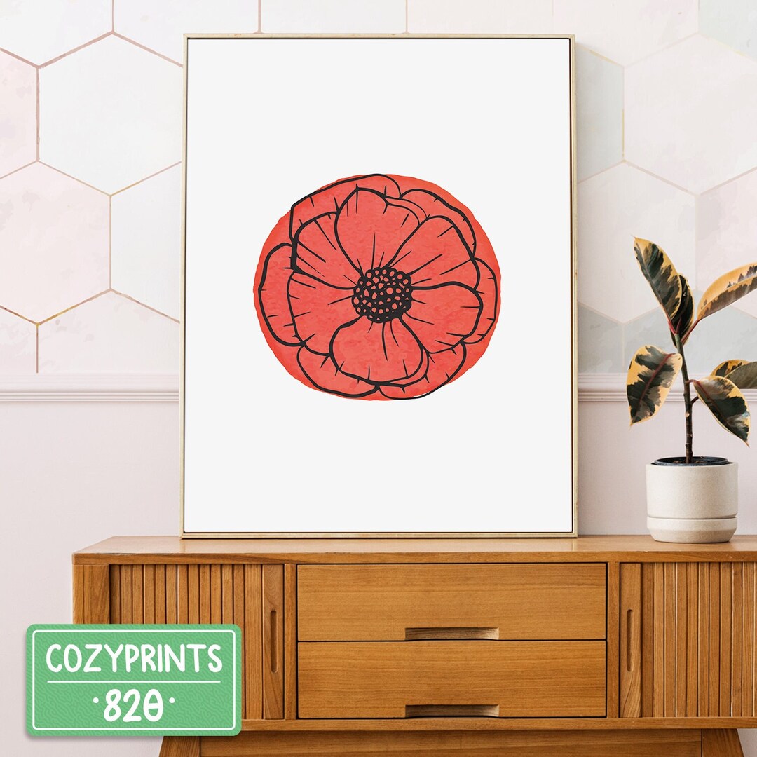 Poppy Wall Art Prints | Poppy Drawing Printable Modern Minimalist ...