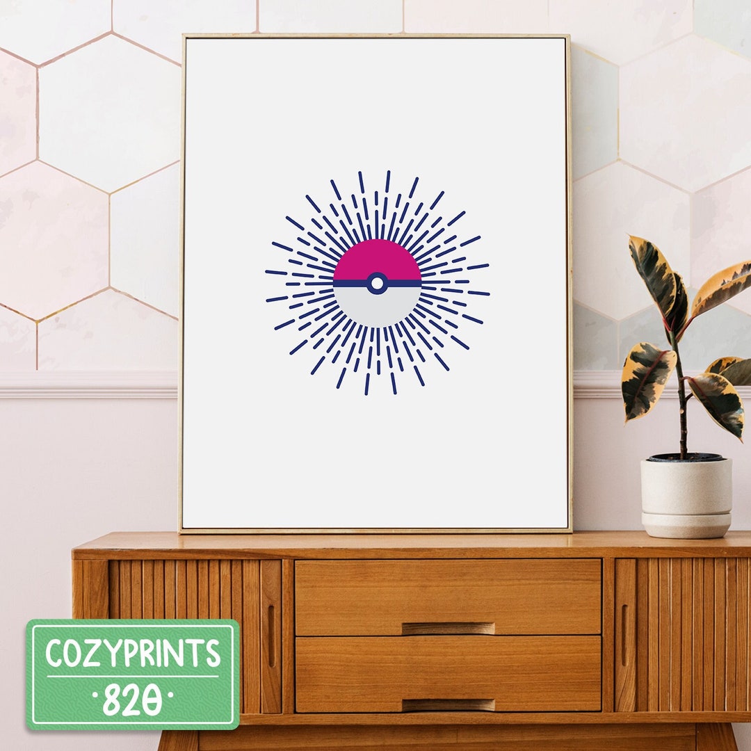 Pokeball Burst Wall Art Pokemon Printable Poke Ball Poster Minimalist ...