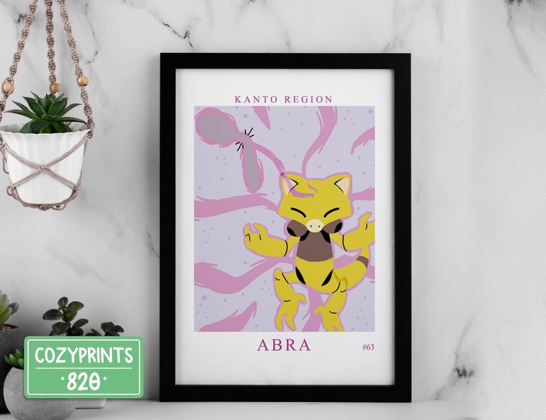 Abra Wall Art | Minimalist Gaming Poster Gaming Decor | Pokemon | Gamer ...