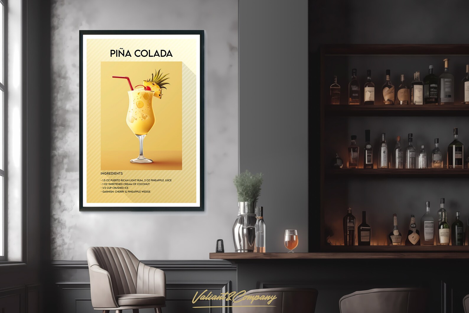 Pina Colada Cocktail Print | Pina Colada Cocktail Art | Bar Cart ...