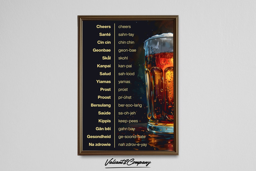 Cheers in Different Languages Print | Cheers Poster | Kitchen Art | Bar ...