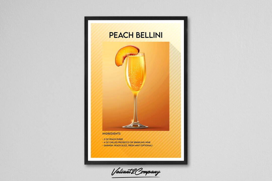 Peach Bellini Cocktail Print | Peach Bellini Cocktail Art | Bar Cart ...