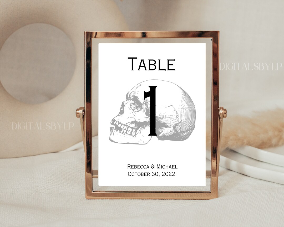 Skull Table Numbers, Wedding Table Numbers, 5x7 and 4x6 Editable and ...