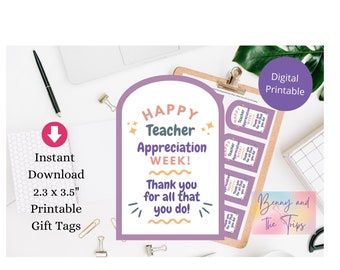 Teacher Appreciation Gift Tags Thank You Tags School Employee ...