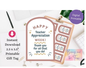 Teacher Appreciation Gift Tags Thank You Tags School Employee ...