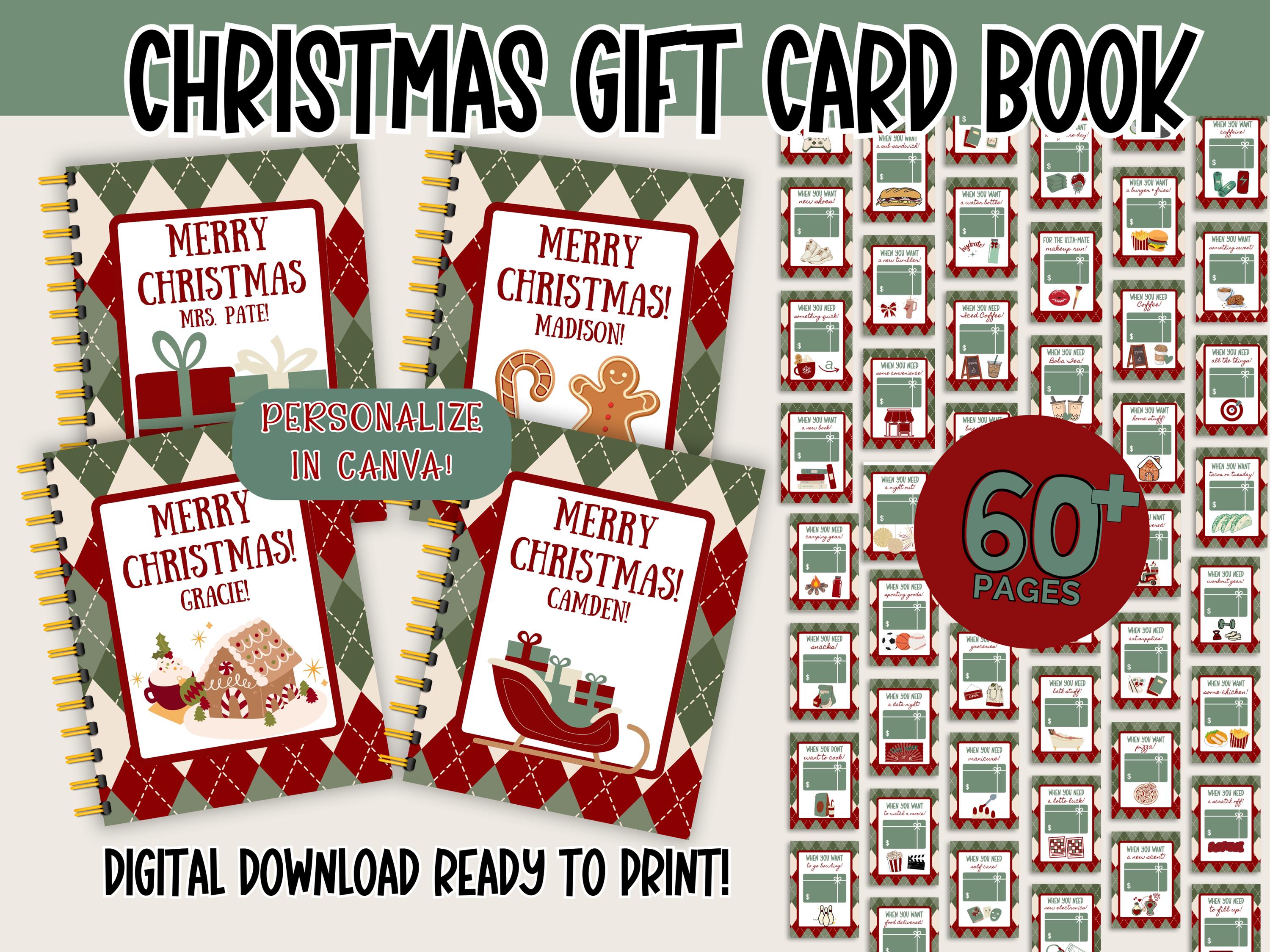 Christmas Gift Card Book, Editable Use When, Christmas Gift Card Holder ...