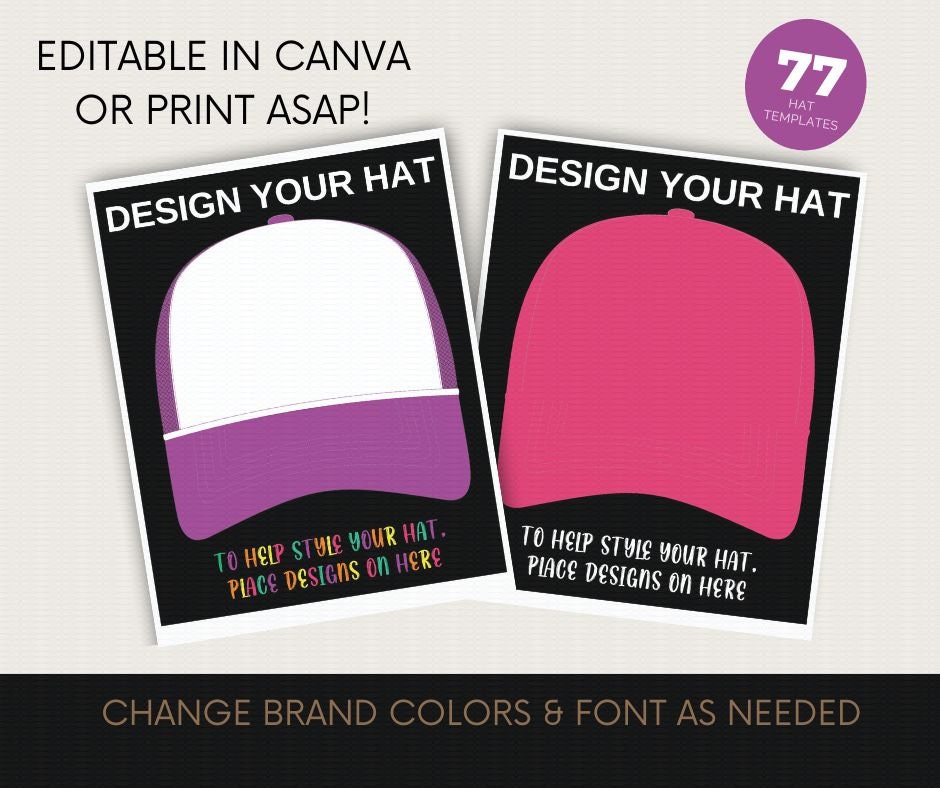 Trucker Hat Bar Hat Templates, Editable in Canva With Retro Bright ...