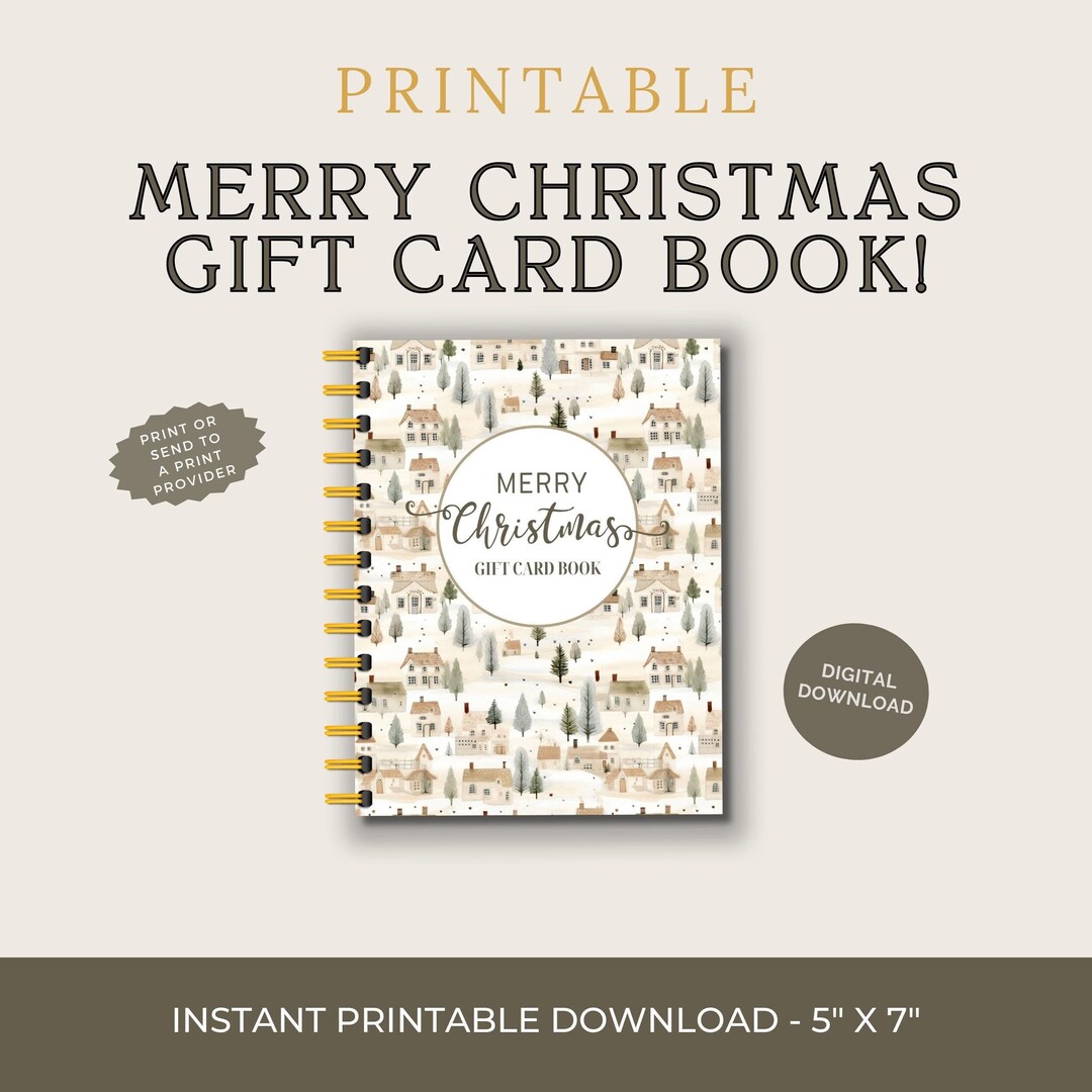 Merry Christmas Gift Card Book, Printable Only, Digital Gift Card Book ...