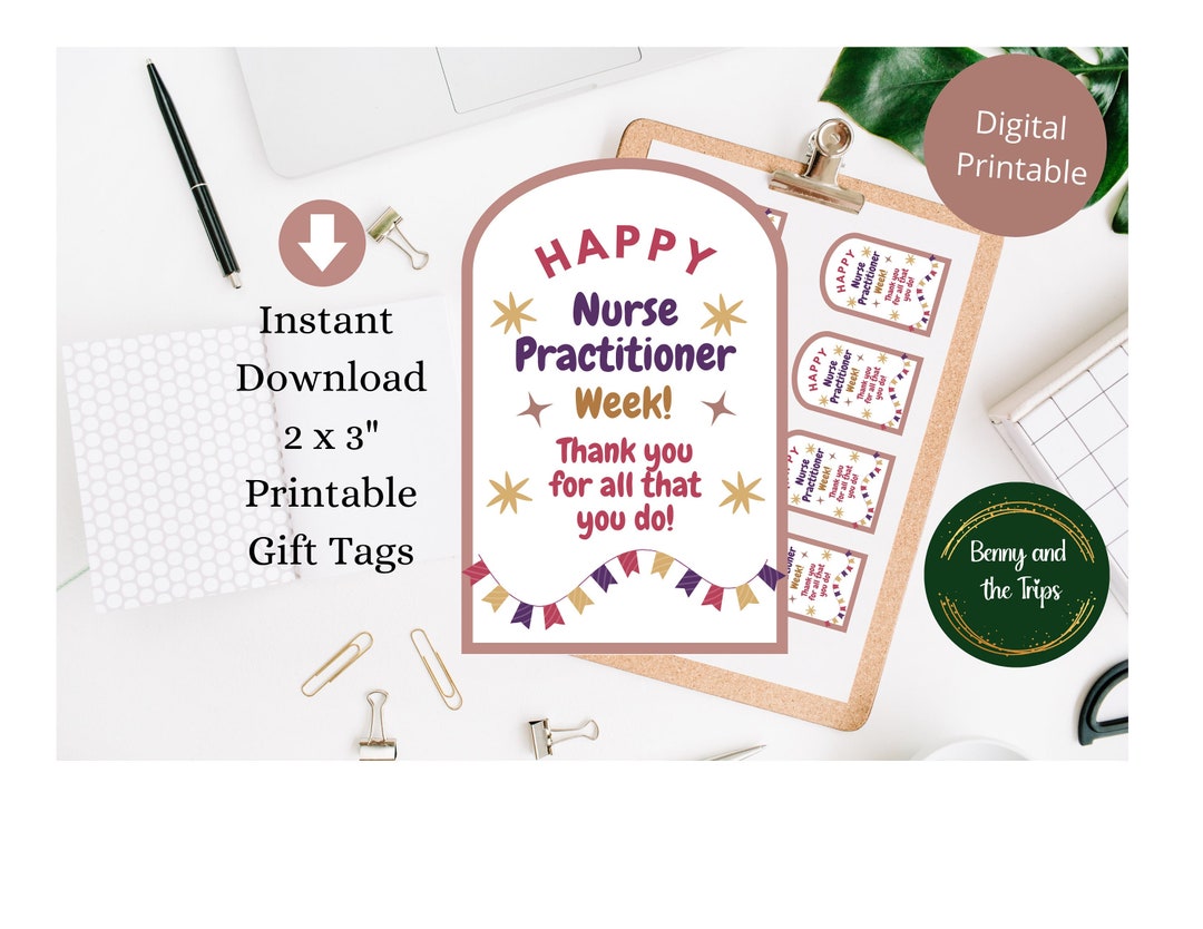 Happy Nurse Practitioner Week Gift Tags, NP Printable Gift Tag, Nurse ...