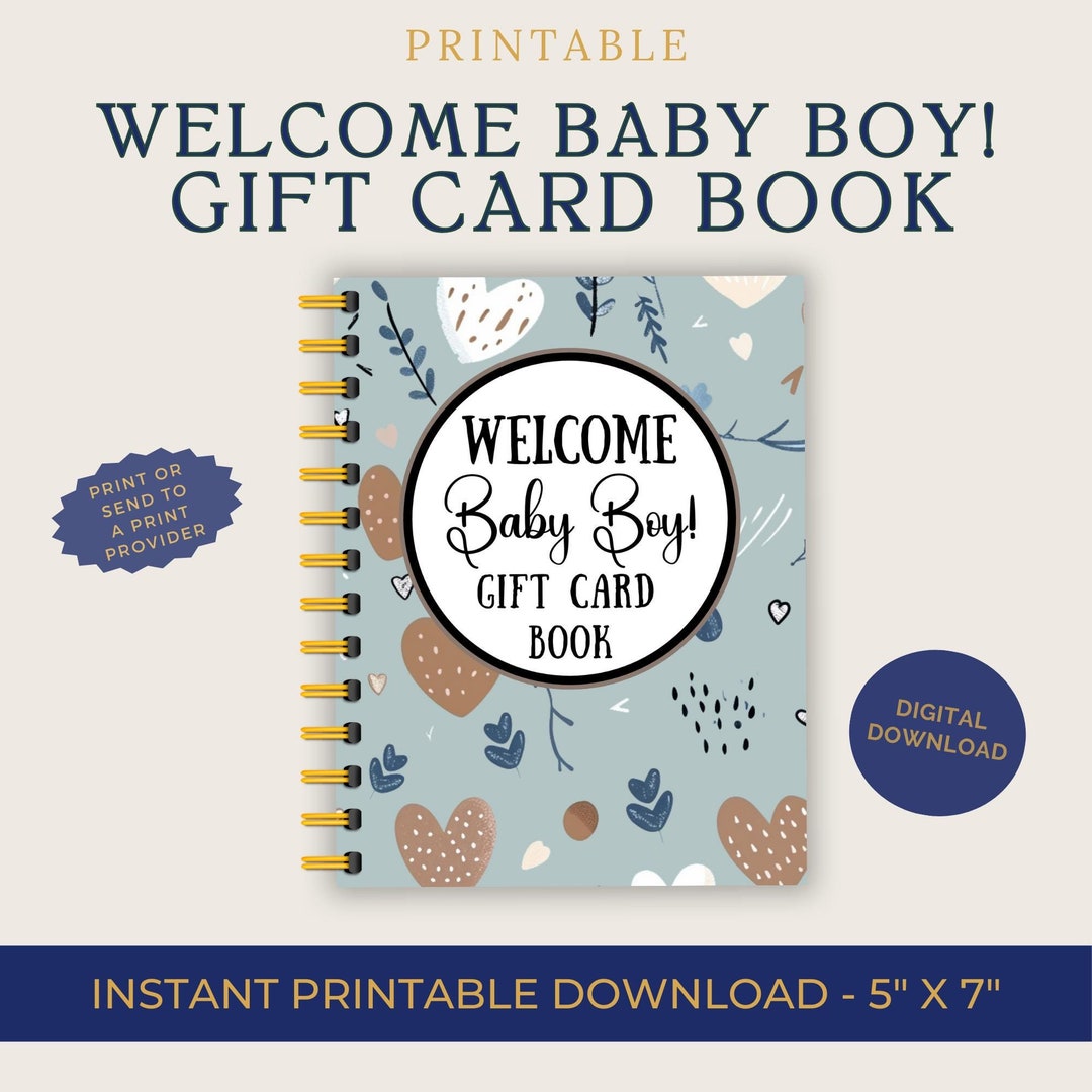 Unique Welcome Little Boy Gift Card Book, Digital and Printable, Gift ...