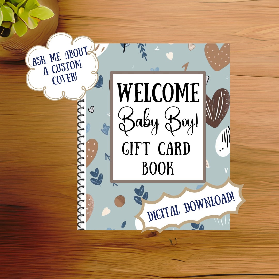 Unique Welcome Baby Boy Gift Card Book, Digital and Printable, Gift for ...