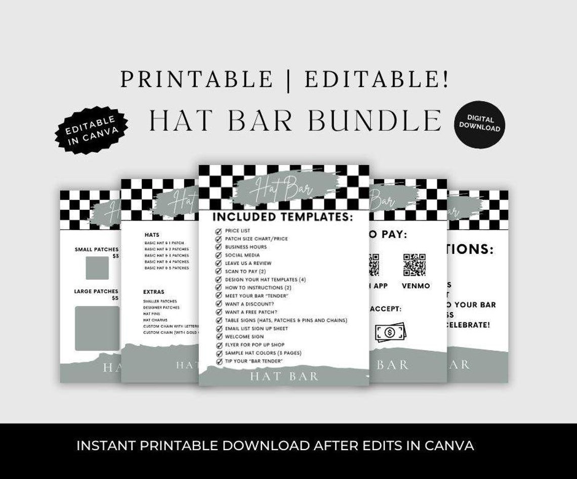 Hat Bar Templates, Hat Bar Hat Template, Edit in Canva, Scan to Pay ...