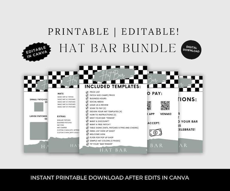 Hat Bar Templates, Hat Bar Hat Template, Edit in Canva, Scan to Pay ...