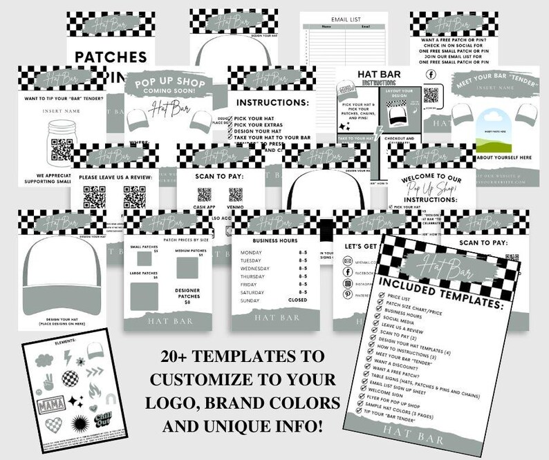 Hat Bar Templates, Hat Bar Hat Template, Edit in Canva, Scan to Pay ...