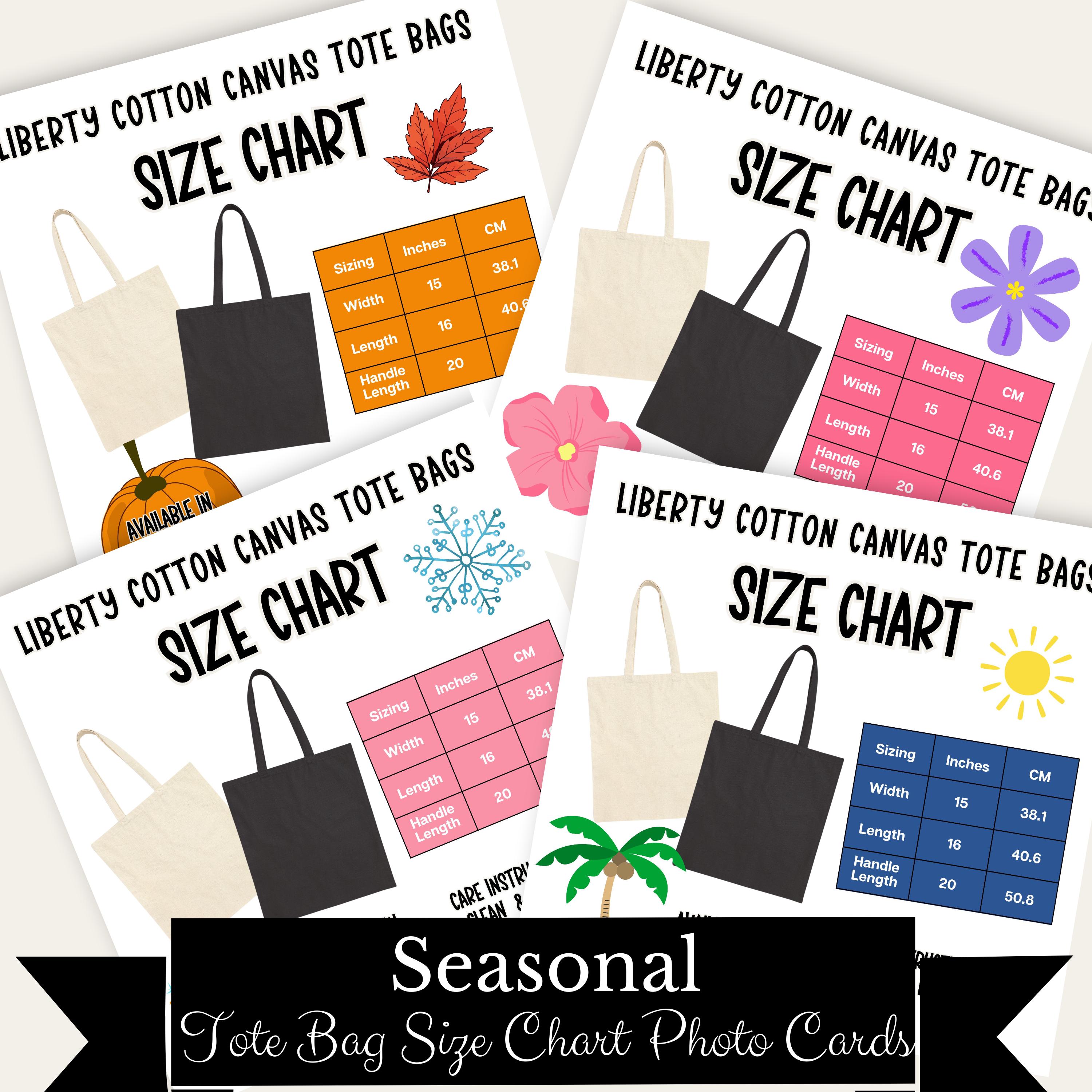 Bundle of Liberty Tote Bag Size Charts, Canvas Tote Bag Size Chart ...